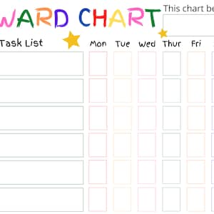 Reward Chart, Task Chart for Children, Reward Chart for Kids, Daily ...