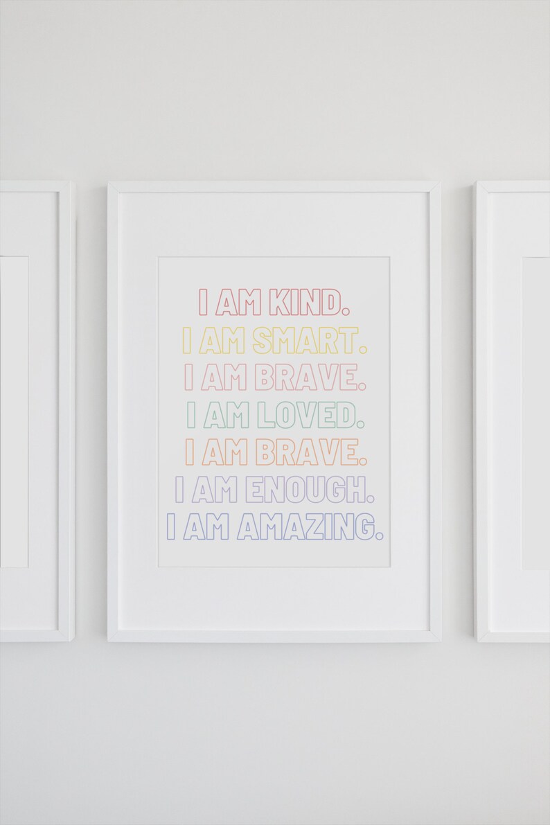Affirmation Print Out for Children, Pastel Colours, Children Wall ...