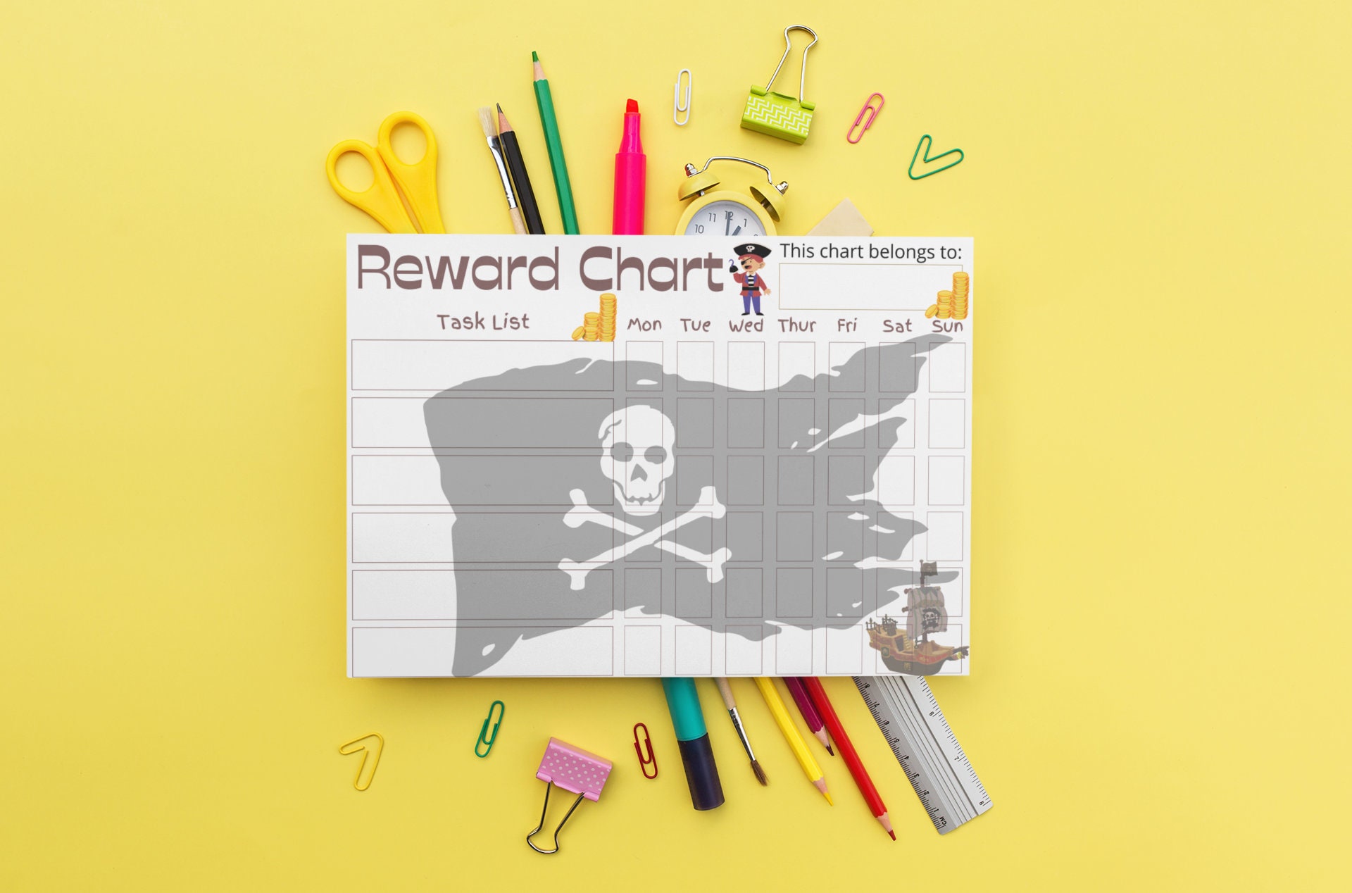 Pirate Reward Chart, Task Chart for Children, Reward Chart for Kids ...