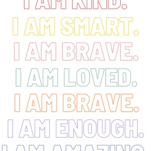 Affirmation Print Out for Children, Pastel Colours, Children Wall ...
