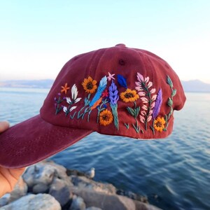 Hand Embroidered Hat , Custom Embroidered Cap ,floral Hat , Colorful ...