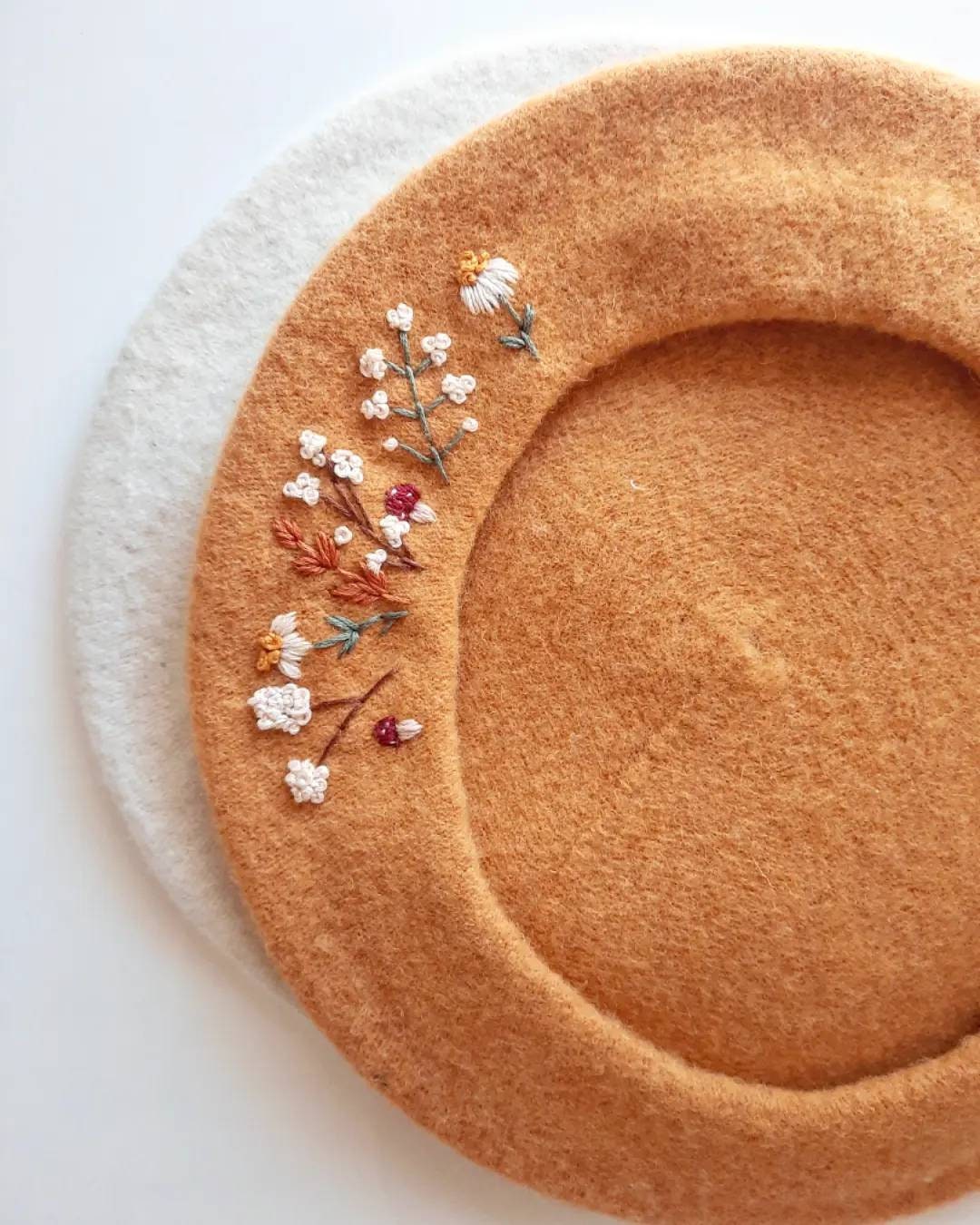 Hand Embroidered Wool Beret, French Hat,winter Cap Warm Beret,vintage ...