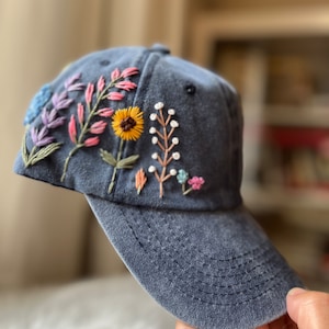 Hand Embroidered Cap Vintage Embroidery Baseball Hat Floral - Etsy