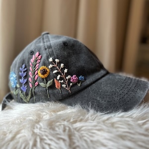 Hand Embroidered Cap Vintage Embroidery Baseball Hat Floral - Etsy