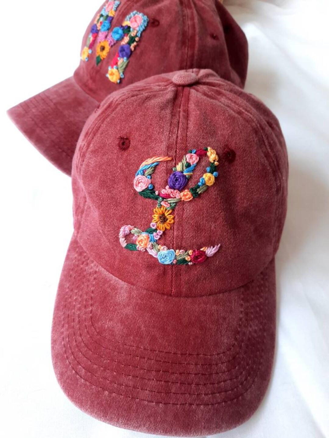 Handwritten Letter Embroidered Hat,hand Embroidery Monogram Cap ...