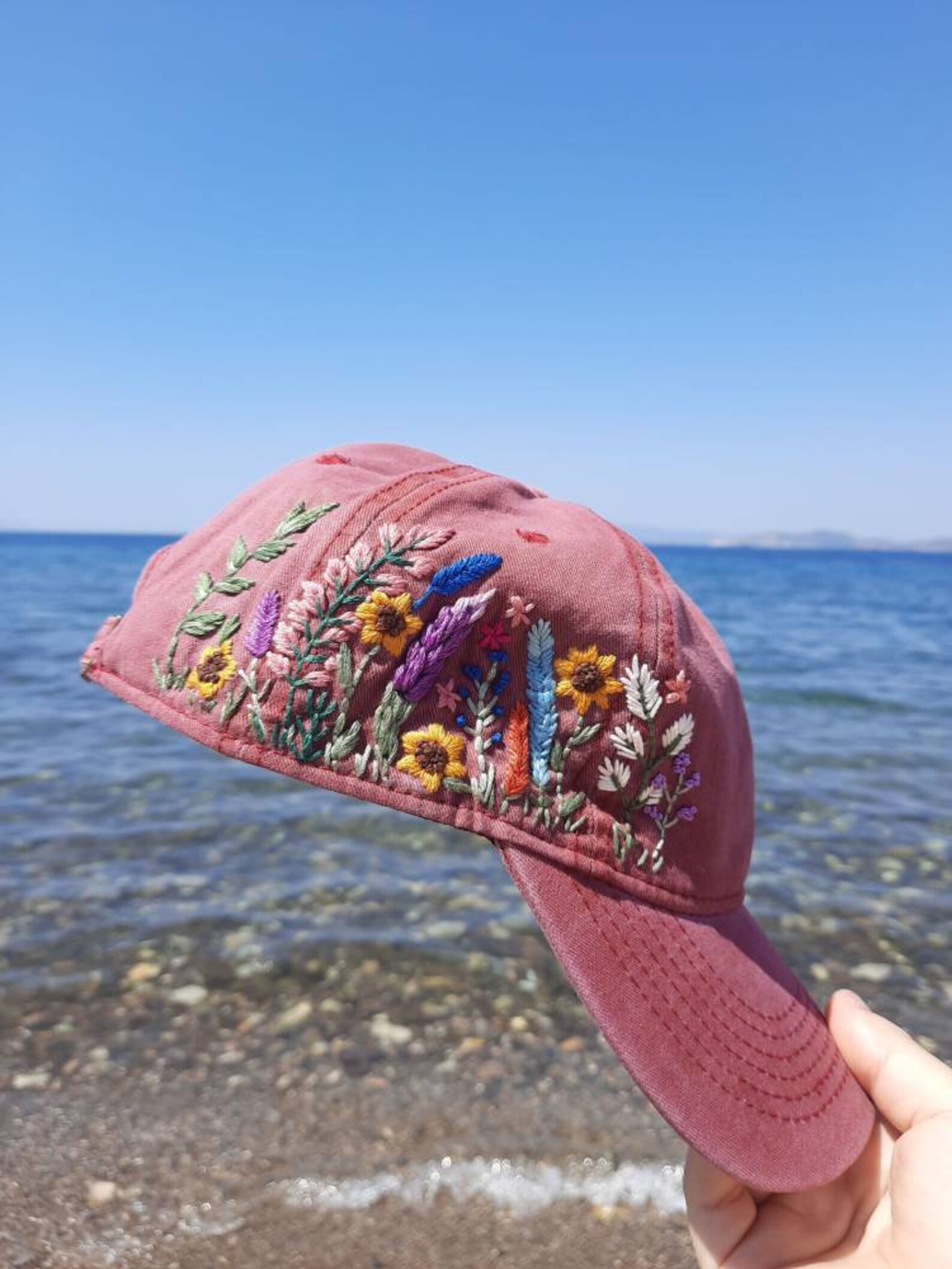 Hand Embroidered Hat , Custom Embroidered Cap ,floral Hat , Colorful ...