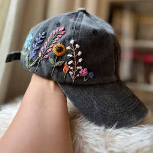 Hand Embroidered Cap Vintage Embroidery Baseball Hat Floral - Etsy