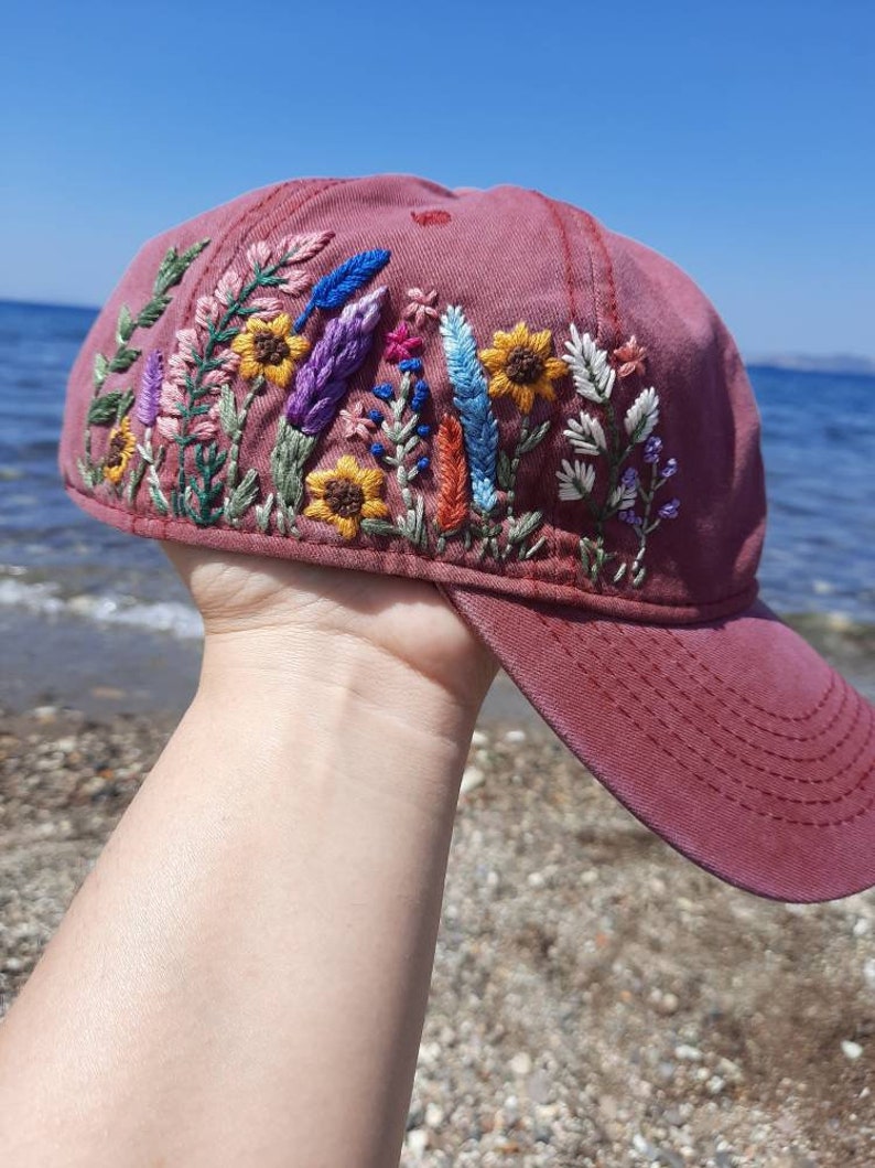 Hand Embroidered Hat , Custom Embroidered Cap ,floral Hat , Colorful ...