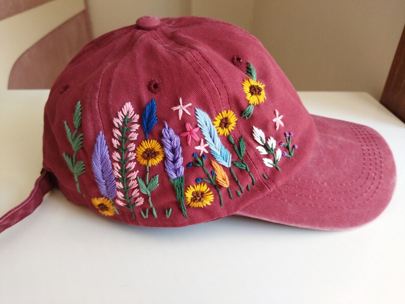 Hand Embroidered Hat Custom Embroidered Cap floral Hat - Etsy