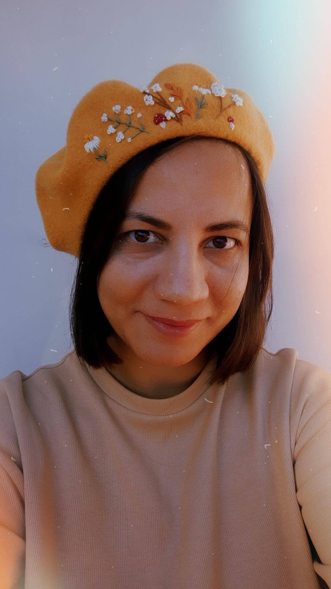 Hand Embroidered Wool Beret, French Hat,winter Cap Warm Beret,vintage ...