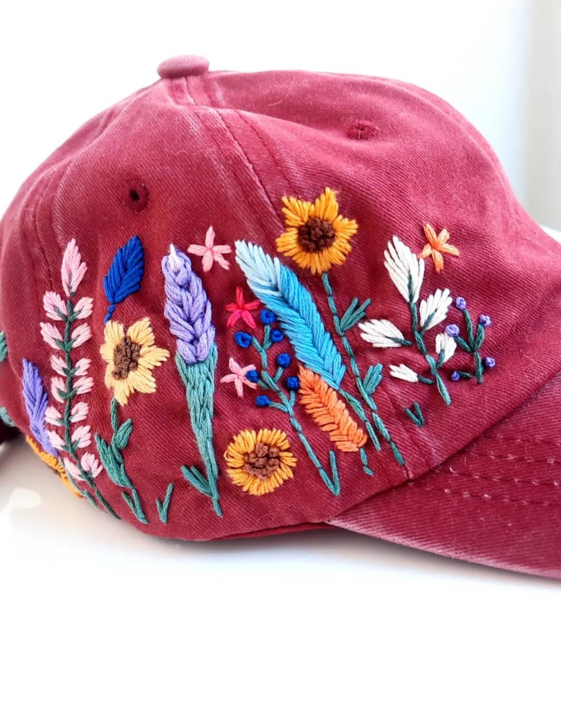 Hand Embroidered Hat , Custom Embroidered Cap ,floral Hat , Colorful ...