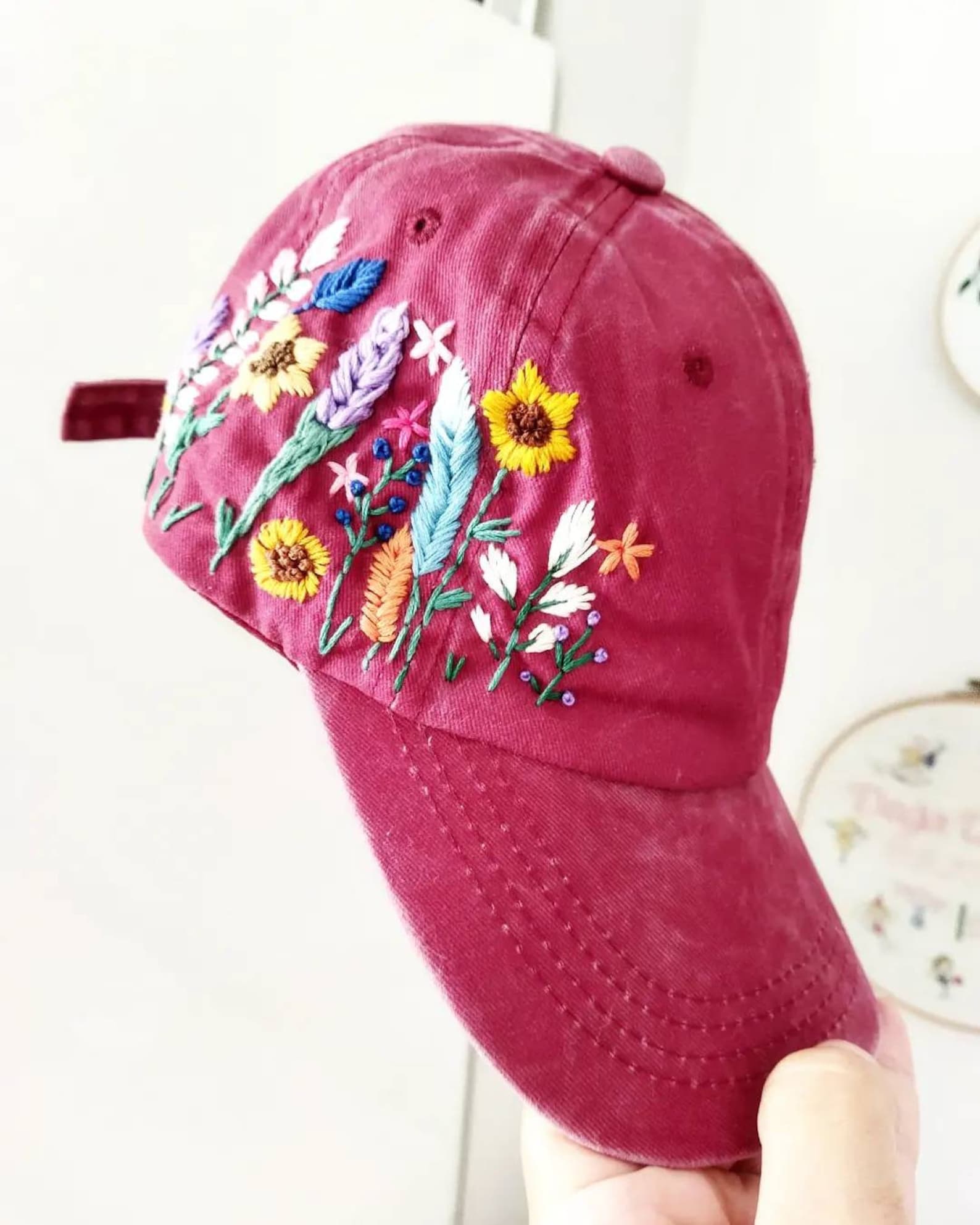 Hand Embroidered Hat Custom Embroidered Cap floral Hat - Etsy