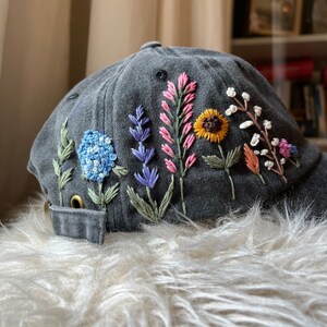 Hand Embroidered Cap Vintage Embroidery Baseball Hat Floral - Etsy