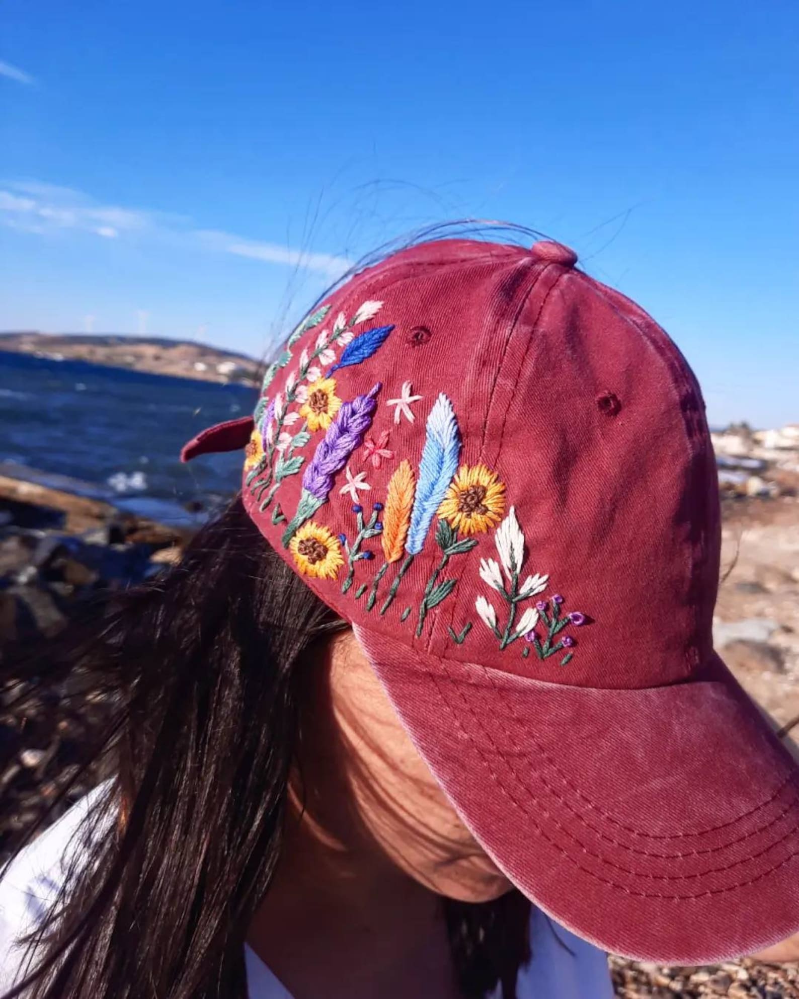 Hand Embroidered Hat , Custom Embroidered Cap ,floral Hat , Colorful ...