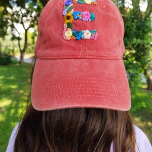 Hand Embroidered Letter Hat , Custom Monogram Cap ,floral Letter Hat ...
