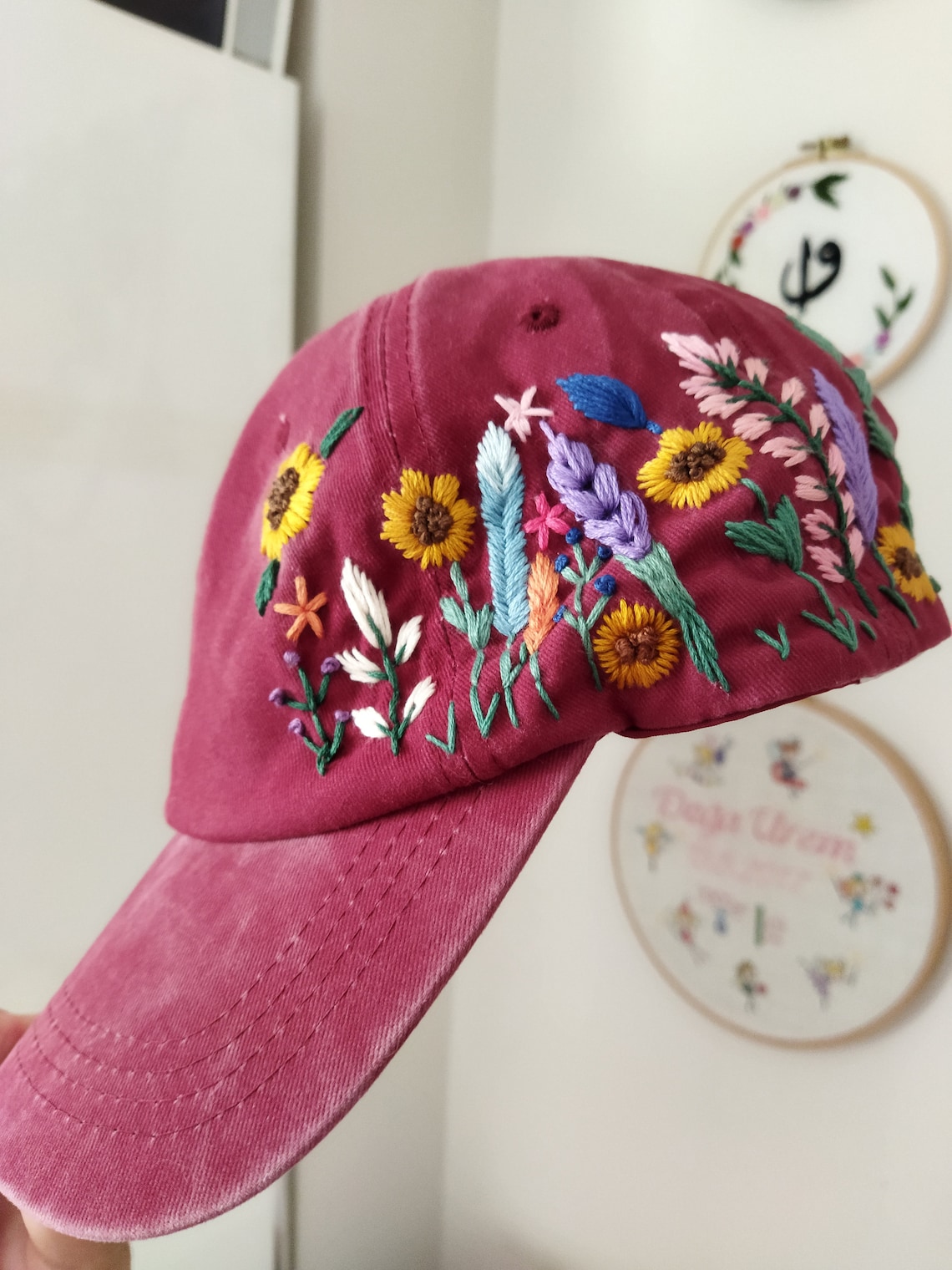 Hand Embroidered Hat Custom Embroidered Cap floral Hat - Etsy