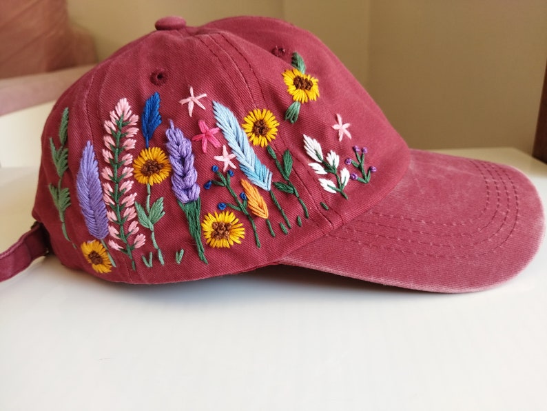Hand Embroidered Hat Custom Embroidered Cap floral Hat - Etsy