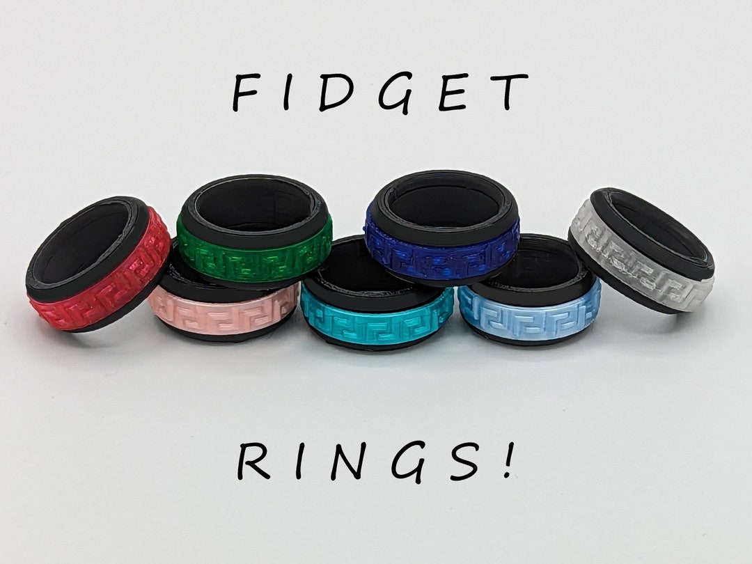 3D Printed Fidget Spinner Ring Anxiety Ring Available in 3 Styles Customizable for Kids and ...