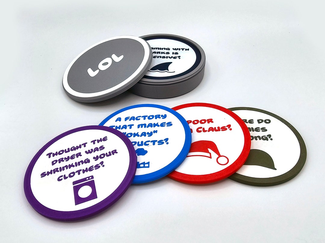 3D Printed Dad Joke Coaster Set With Case: Customizable Funny Gift - Etsy
