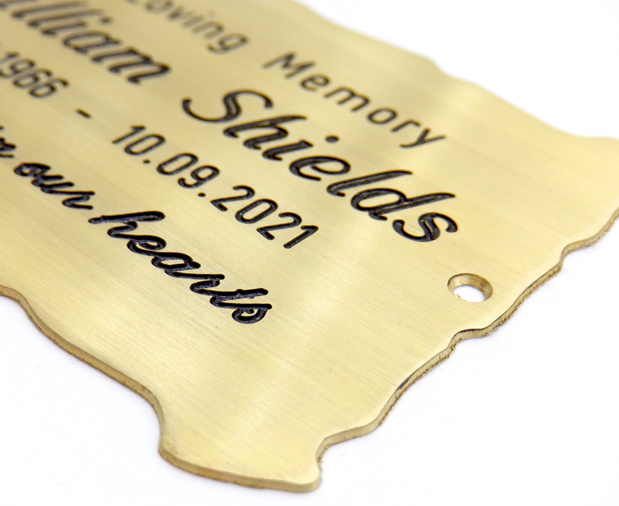 Brass Engraved Funeral Plate, Deeply Engraved Memorial Plate ...