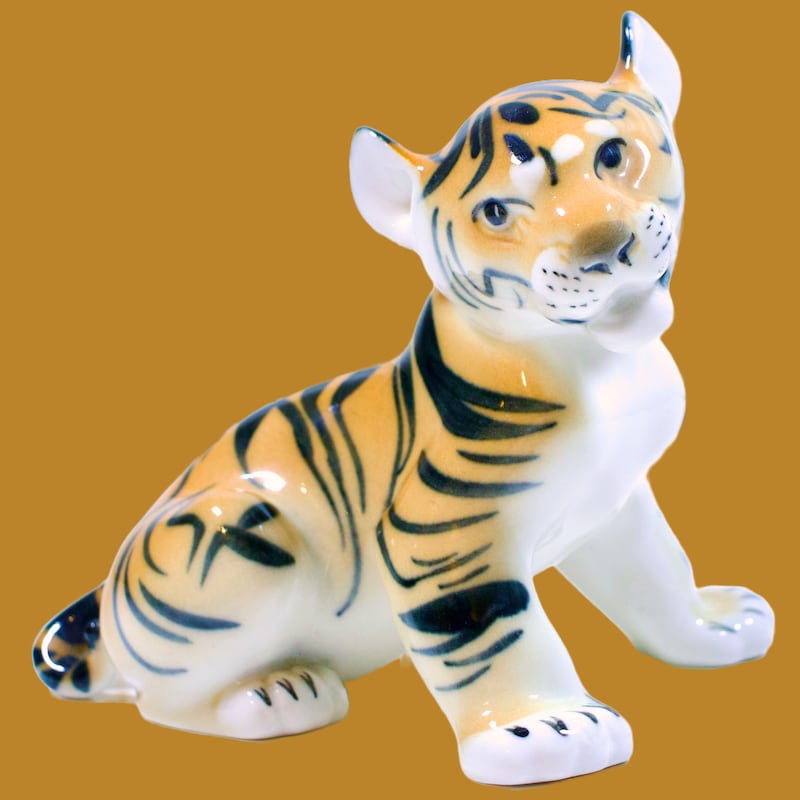 Porcelain Tiger Figurine - Etsy