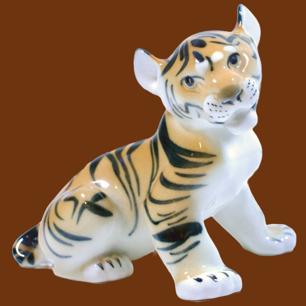 Porcelain Tiger Figurine - Etsy