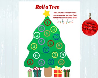 Roll a Christmas Tree Game Printable | Christmas Tree Game Digital ...
