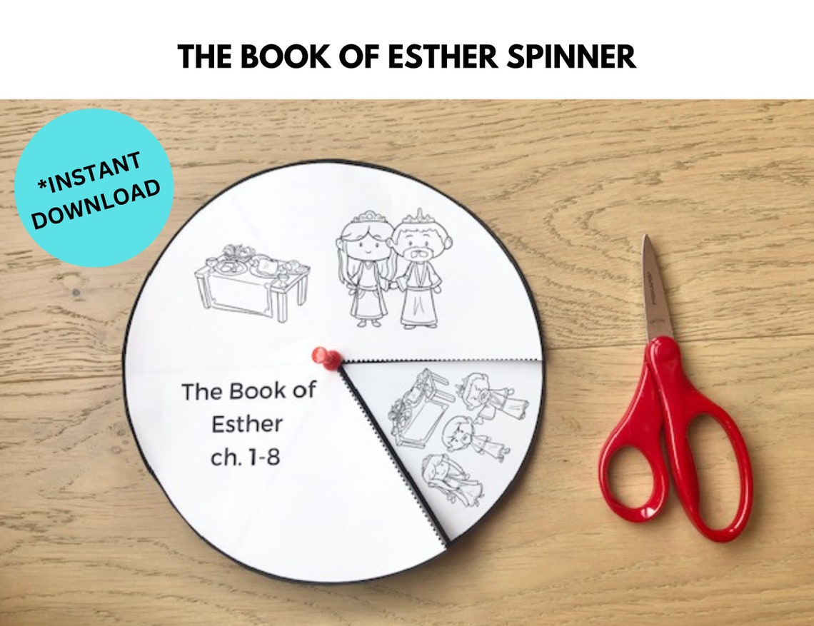 Book of Esther Spinner, Esther Bible Story, Sunday School Craft ...