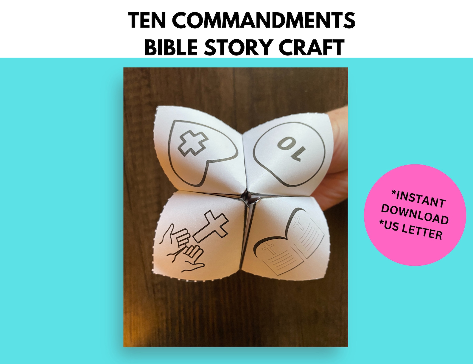 Ten Commandments Bible Story Activity, Sunday School Craft, Fortune ...