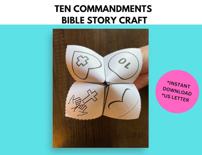 Ten Commandments Bible Story Activity, Sunday School Craft, Fortune ...