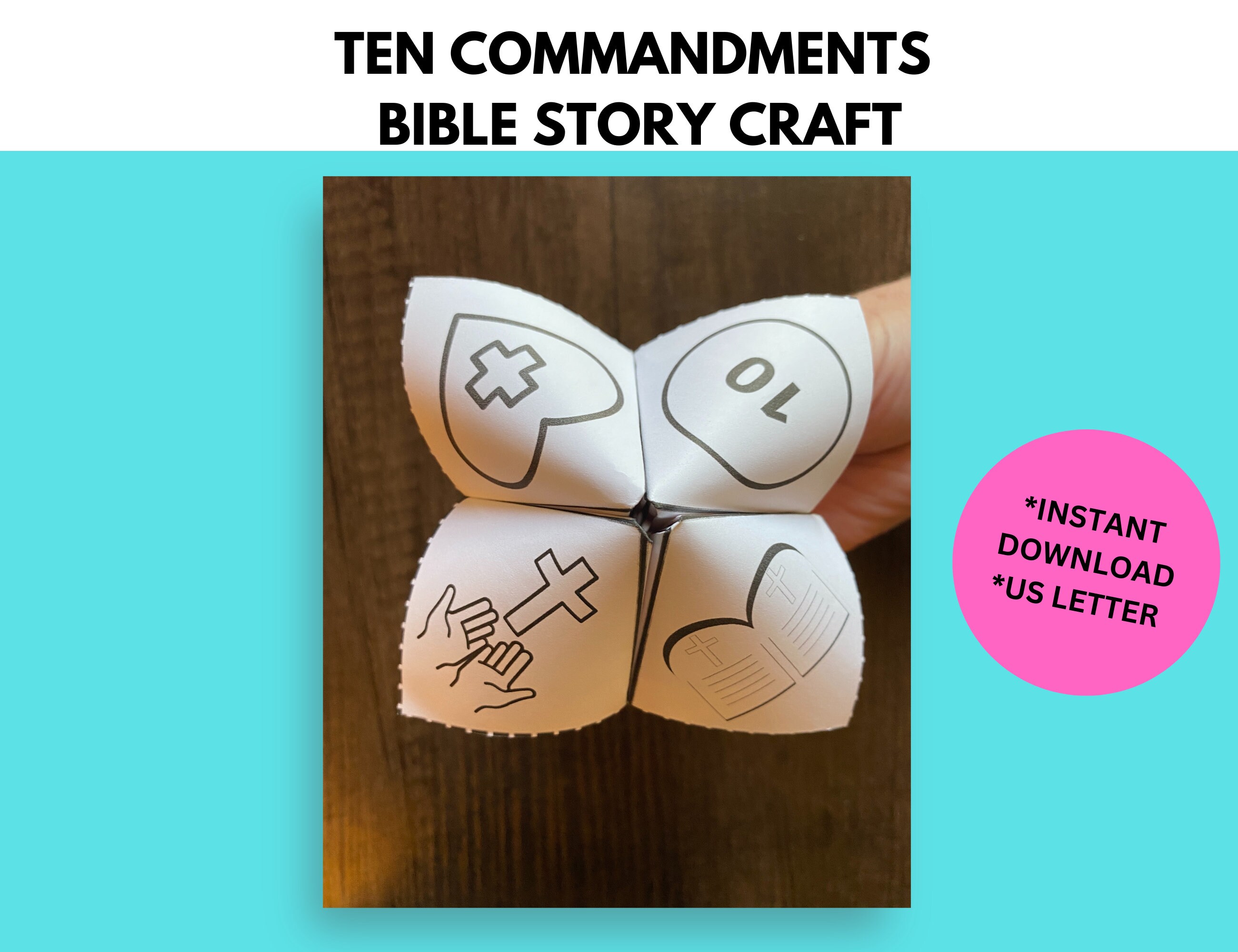 Ten Commandments Bible Story Activity, Sunday School Craft, Fortune ...