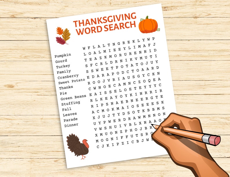 Thanksgiving Word Search, Printable Word Search, Fall Word Search ...