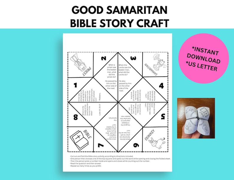 Good Samaritan Bible Story Activity, Sunday School Craft, Fortune ...
