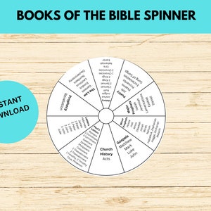 Books of the Bible Spinner, Books of the Bible Printable, Old and New ...