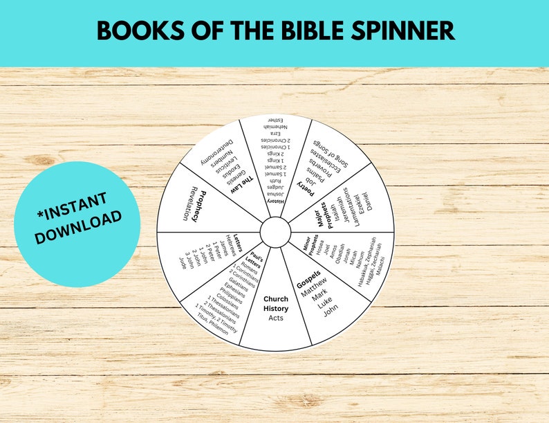 Books of the Bible Spinner, Books of the Bible Printable, Old and New ...