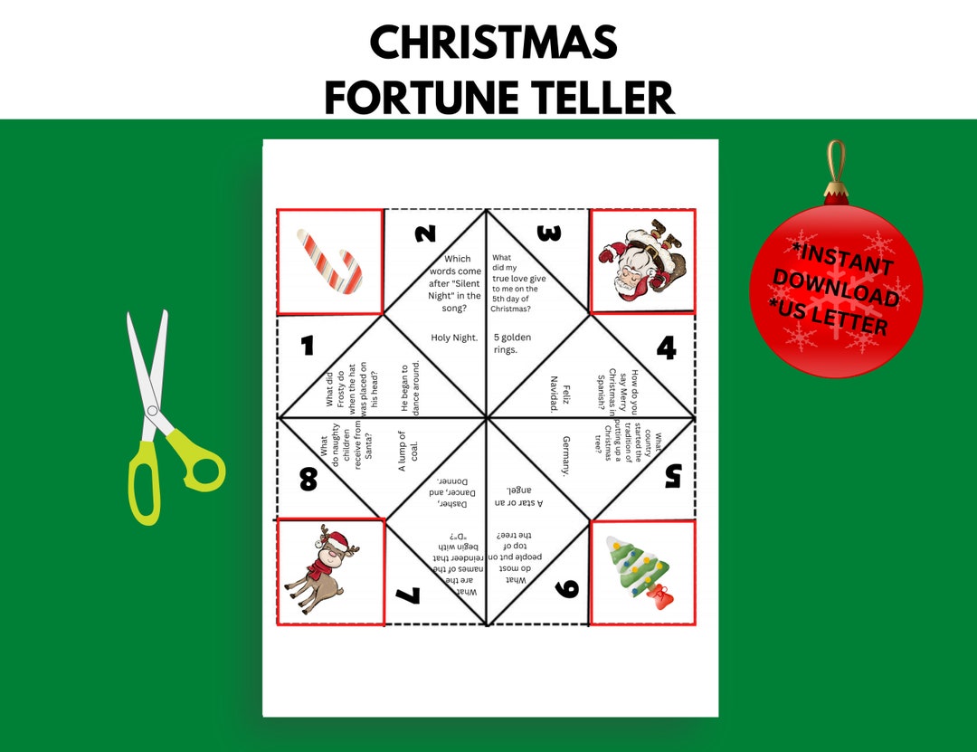 Christmas Cootie Catcher Christmas Fortune Teller Christmas - Etsy
