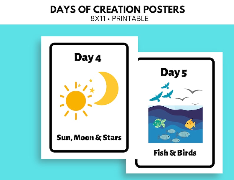 Days of Creation Posters, Sunday School Lesson, Classroom Posters ...
