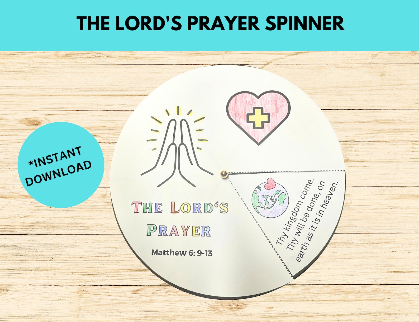 The Lord's Prayer Activity, Sunday School Craft, Lord's Prayer Spinner ...