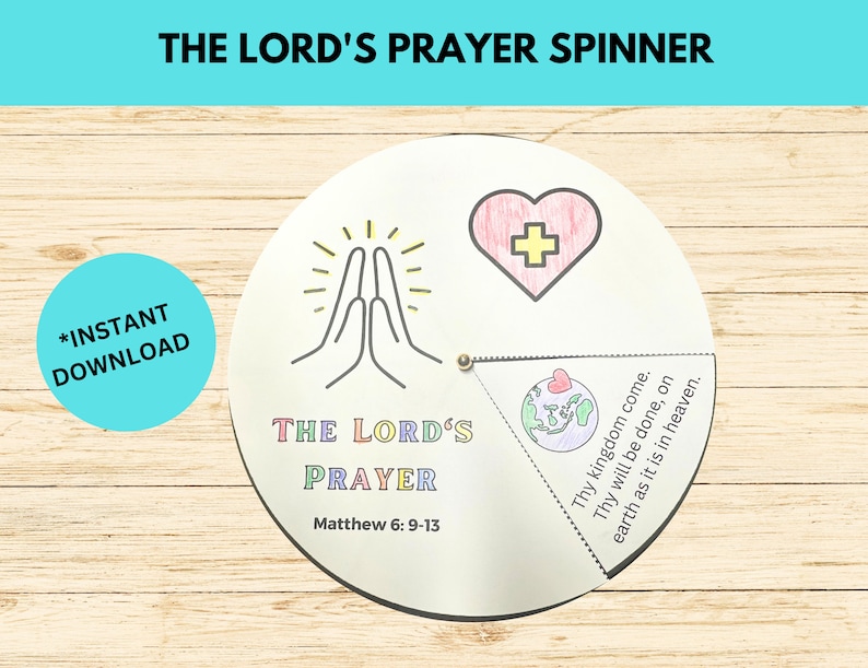 The Lord's Prayer Activity, Sunday School Craft, Lord's Prayer Spinner ...