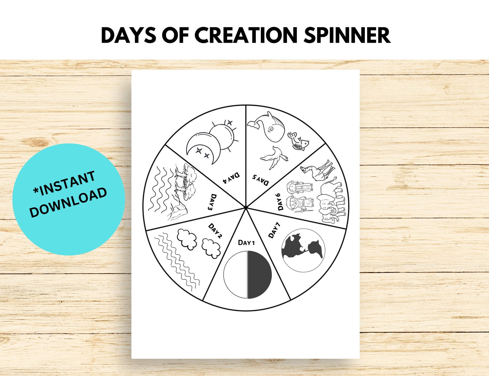 7 Days of Creation Spinner, Days of Creation Bible Story, Sunday School ...