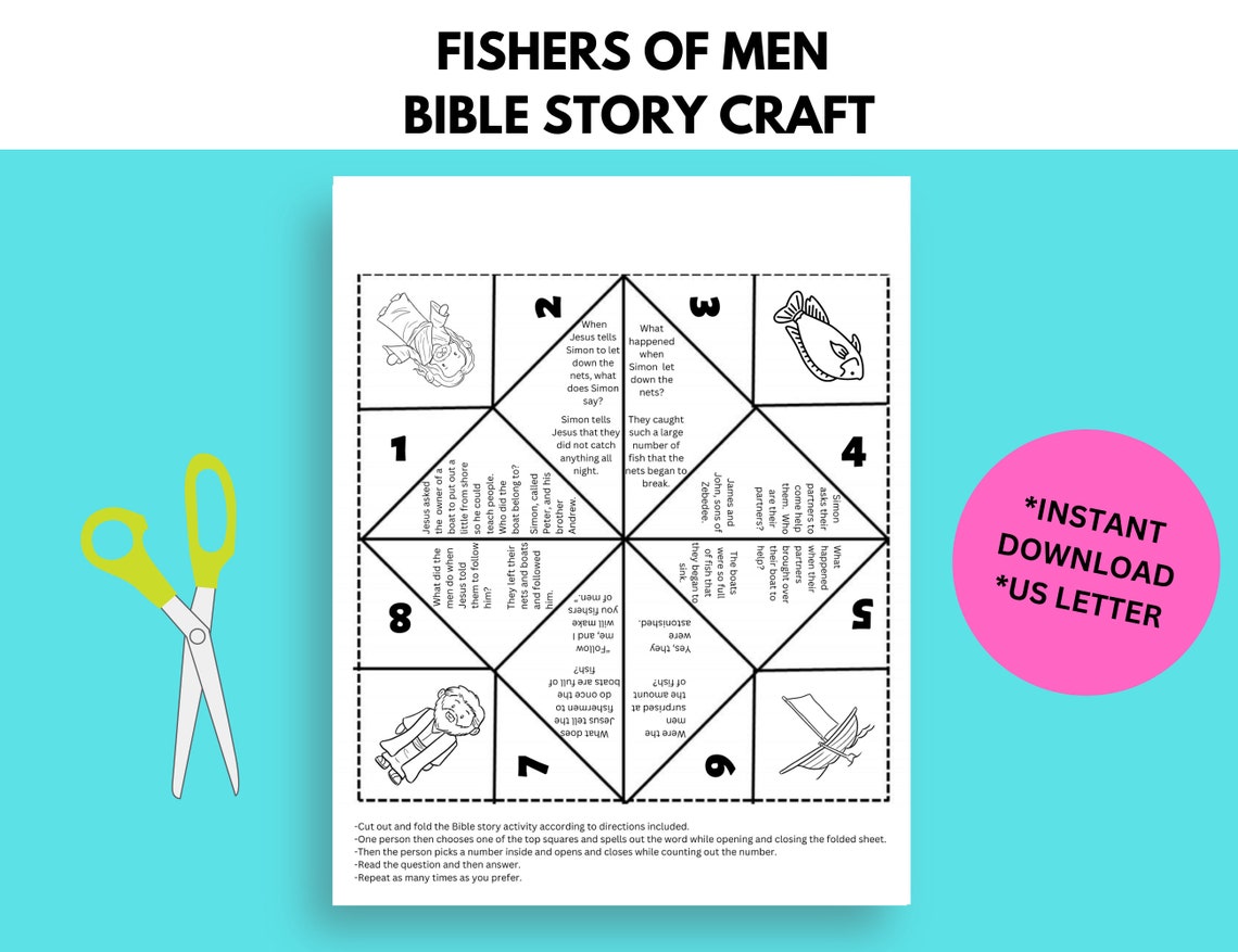Fishers of Men Bible Story Activity, Sunday School Craft, Fortune ...