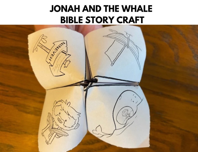 Jonah and the Whale Bible Story Activity, Sunday School Craft, Fortune ...