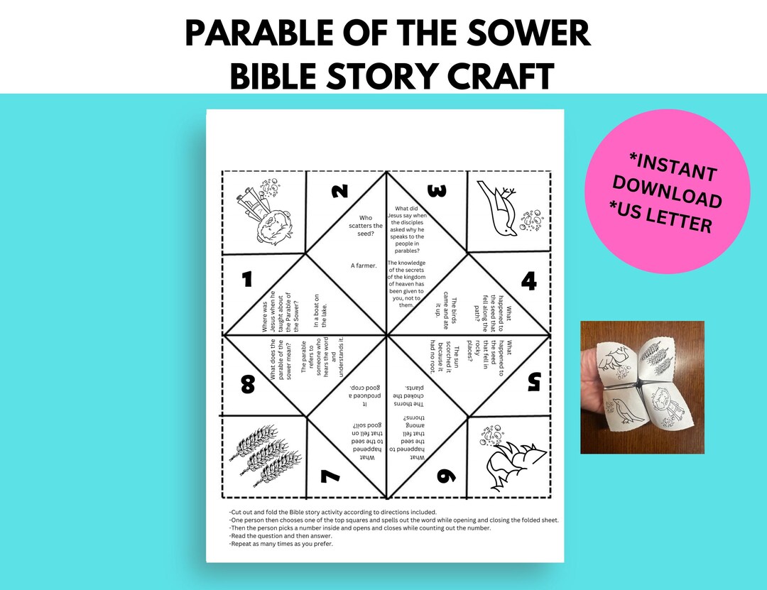 Parable of the Sower Bible Story Activity, Sunday School Craft, Fortune ...