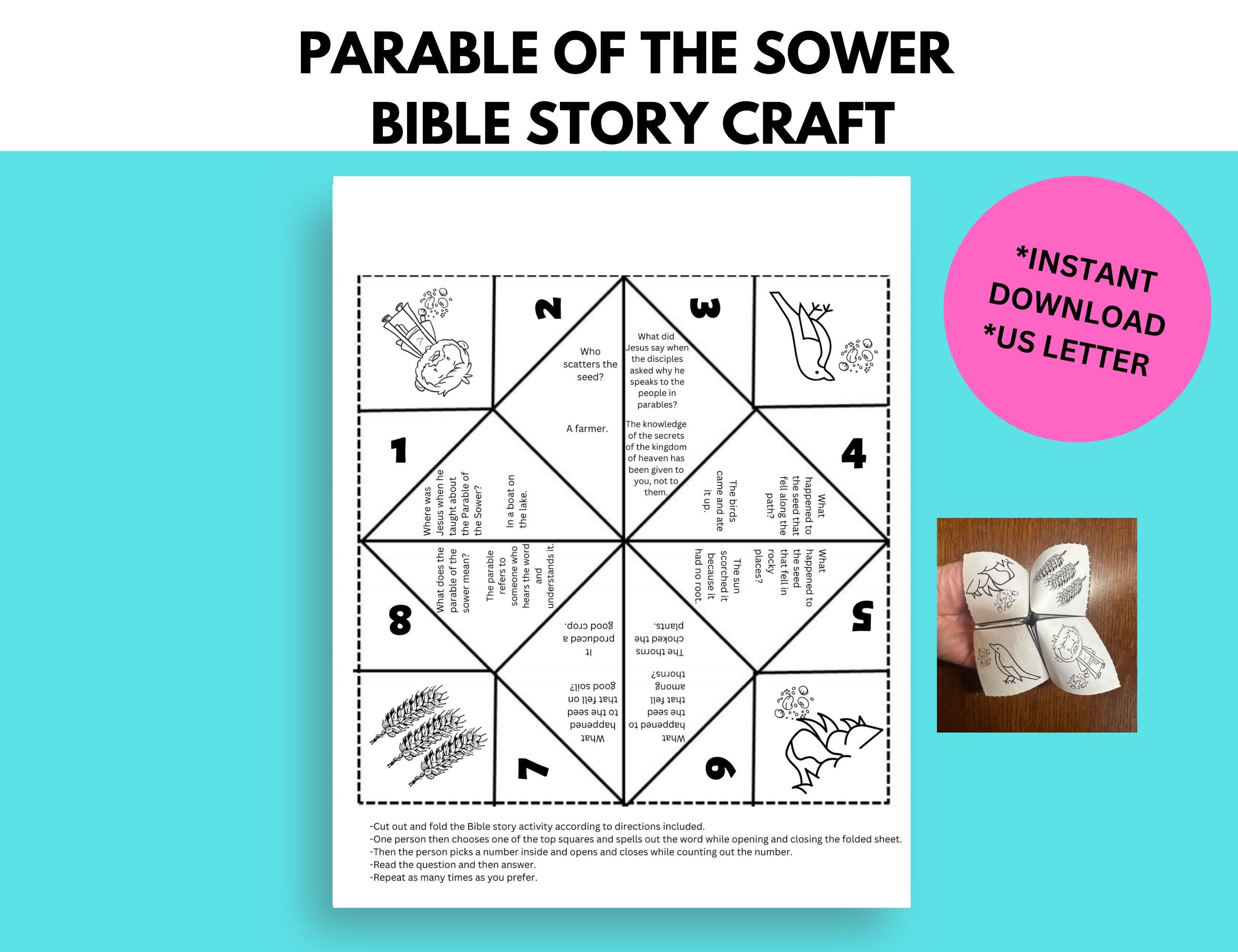 Parable of the Sower Bible Story Activity, Sunday School Craft, Fortune ...