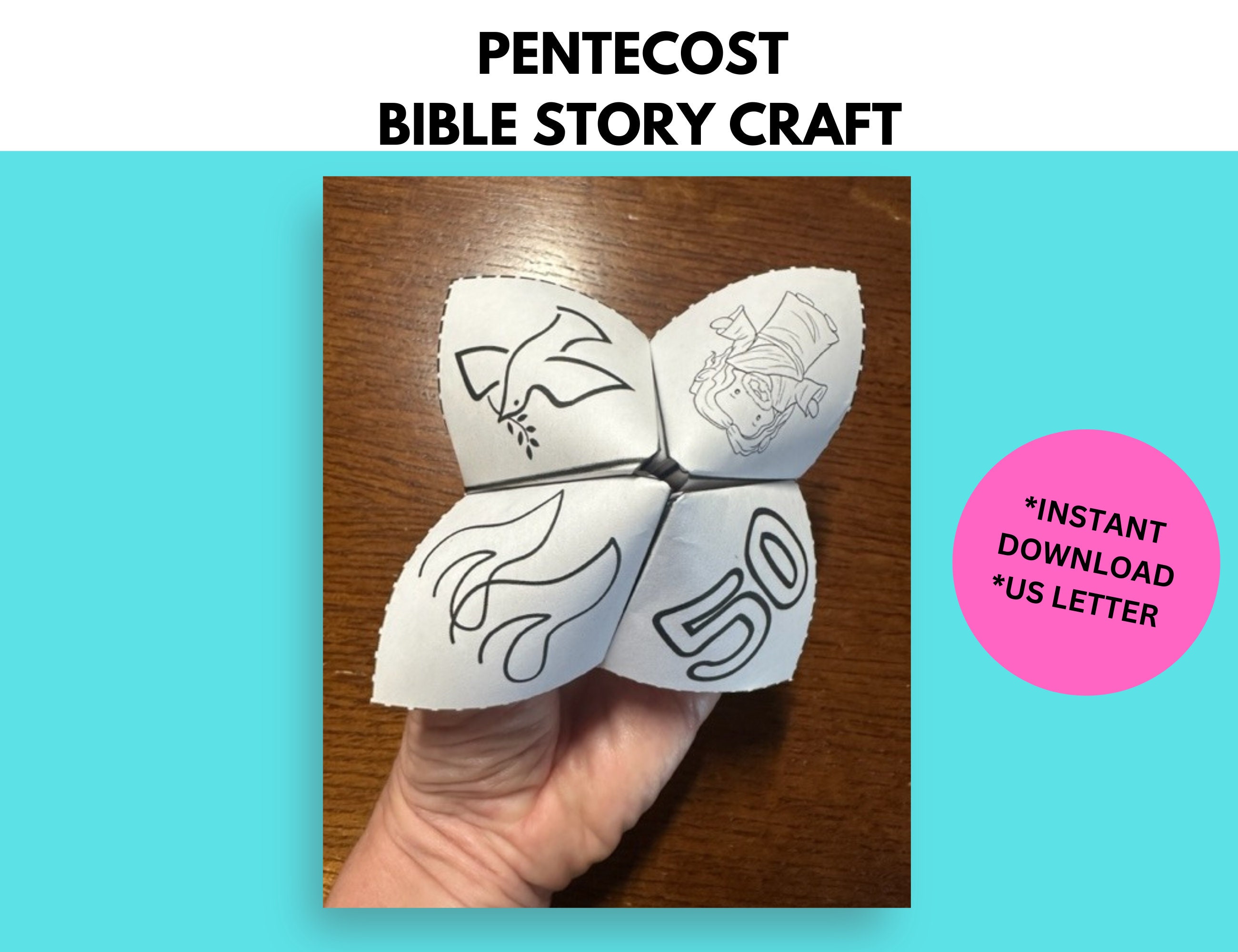 Pentecost Sunday School Craft, Bible Story Activity, Fortune Teller ...