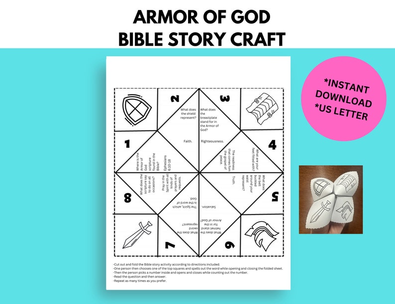 Armor of God Craft, Bible Story Activity, Sunday School Craft, Fortune ...