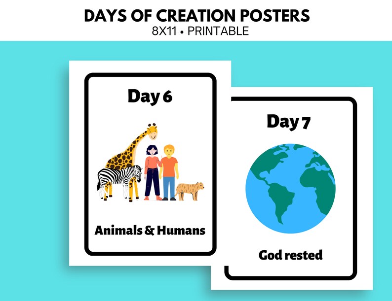 Days of Creation Posters, Sunday School Lesson, Classroom Posters ...