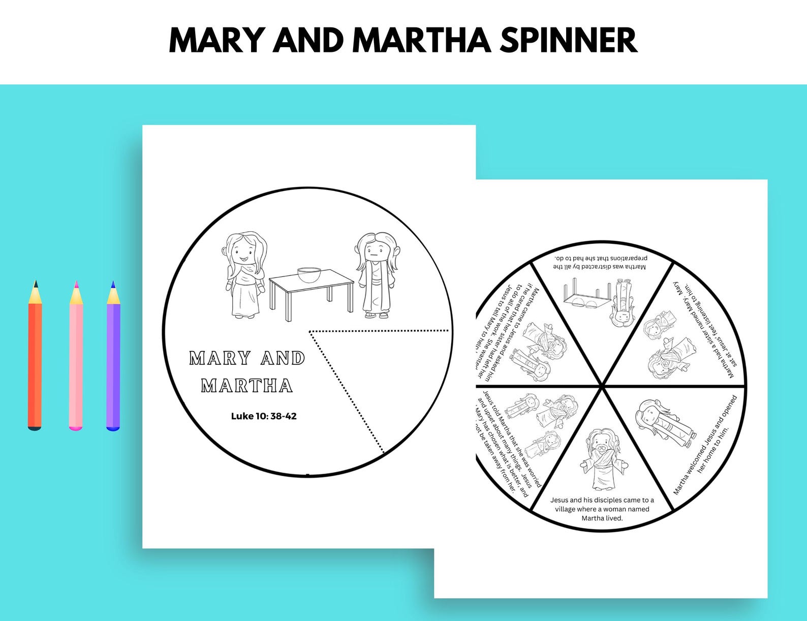 Mary and Martha Bible Story Activity, Sunday School Craft, Printable ...