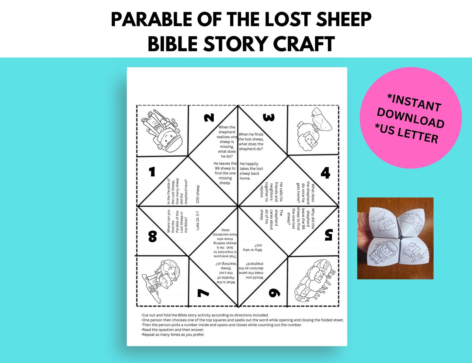 Parable of the Lost Sheep Bible Story Activity, Sunday School Craft ...