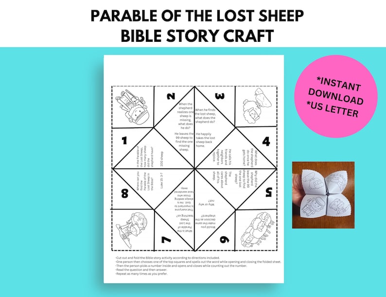 Parable of the Lost Sheep Bible Story Activity, Sunday School Craft ...